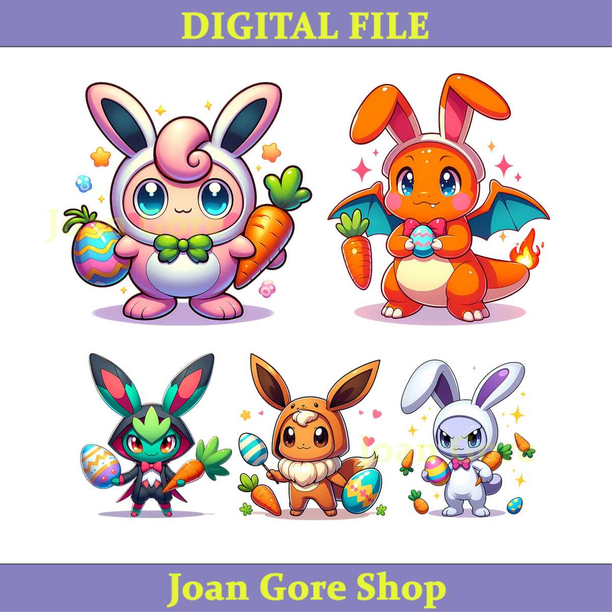 Cute Chibi Pokemon Cartoon Easter PNG Bundle - Inspire Uplift