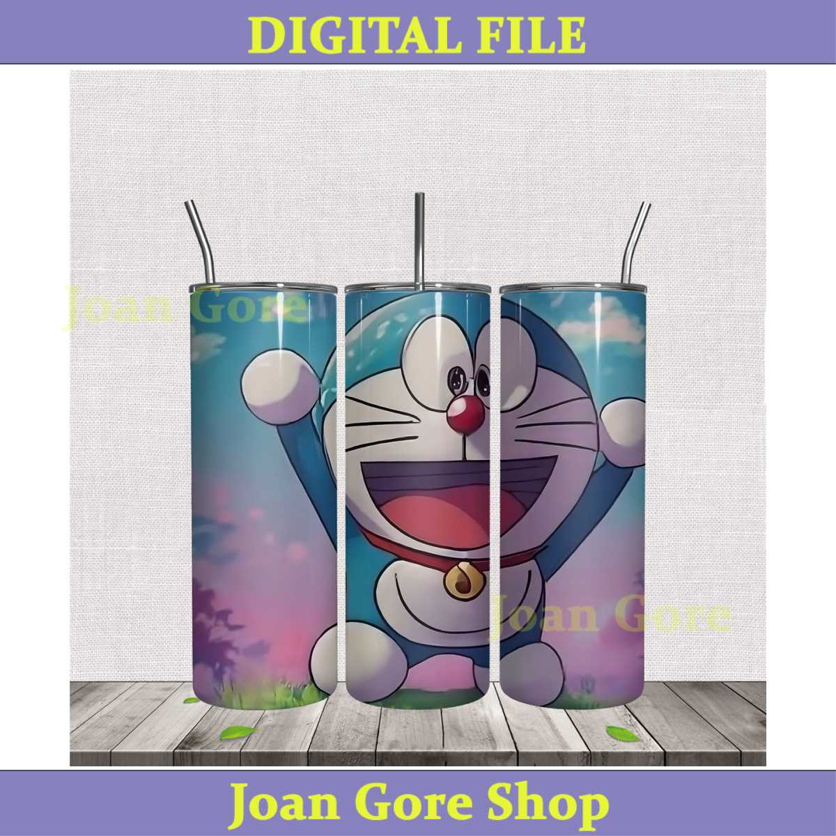 Happy Doraemon 20oz Tumbler Design Idea PNG | Inspire Uplift