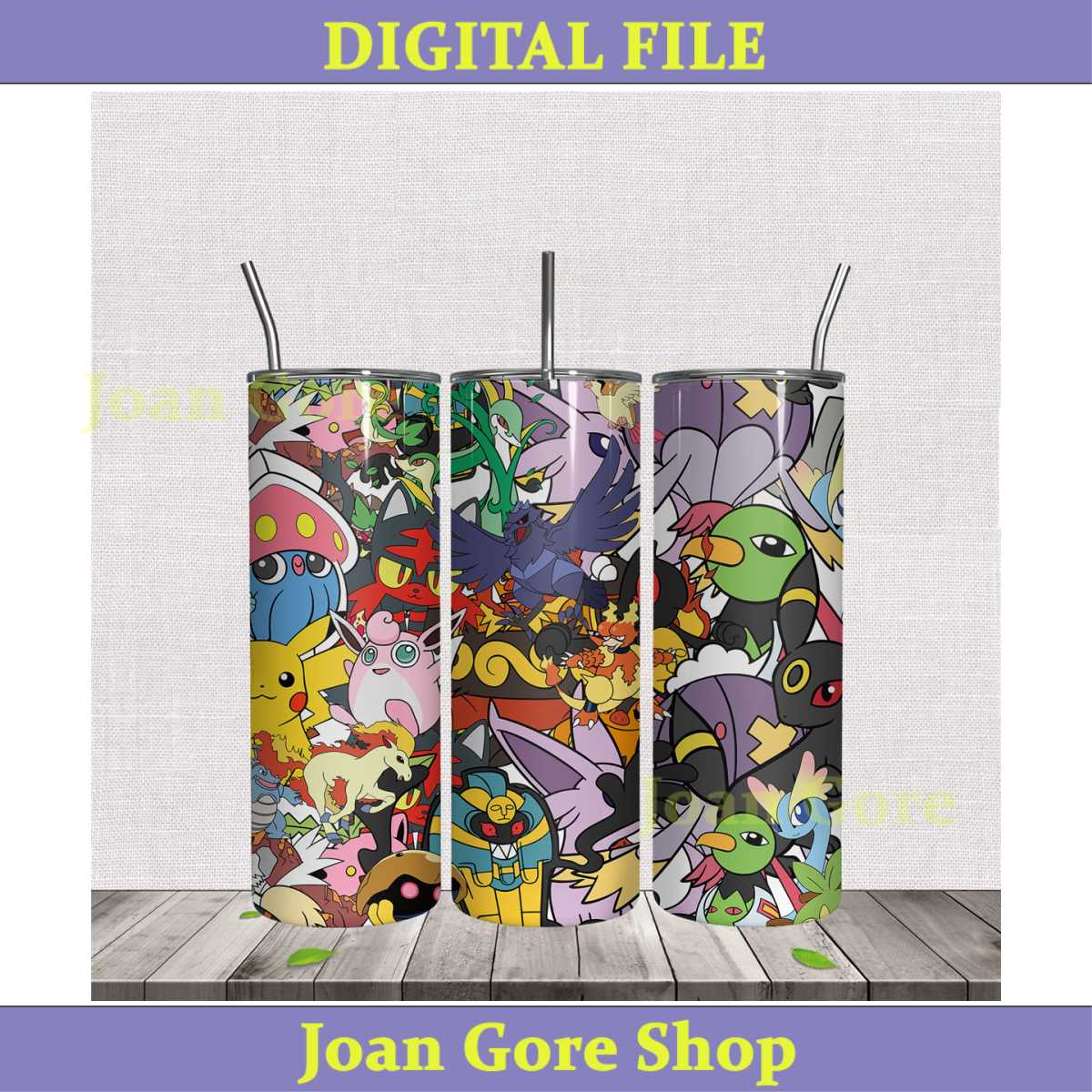 Pokemon Tumbler 20oz Design Sublimation Wrap PNG | Inspire Uplift
