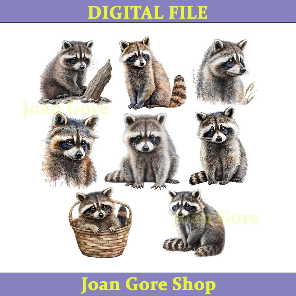 Raccoon Clipart | Watercolor Woodland Animals Clipart | Baby | Inspire ...