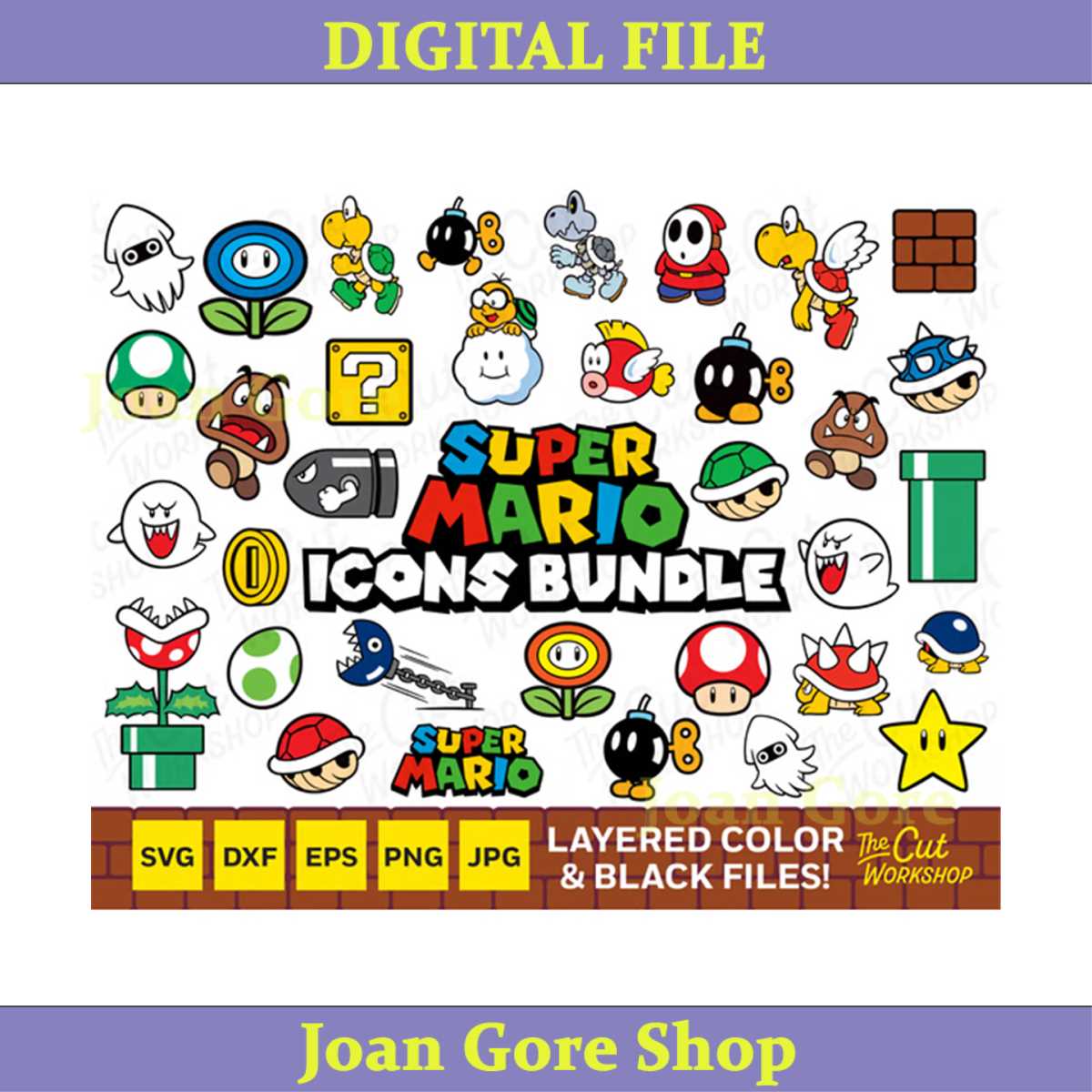 Super Mario Bros Icons Coin Mushroom Star Koopa Goomba Bomb | Inspire ...