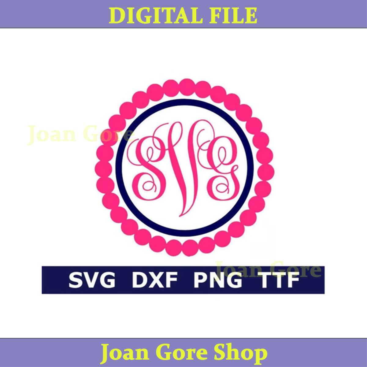 Monogram SVG TTF Alphabet, Fancy Font Circle Pearls Frame, D | Inspire ...
