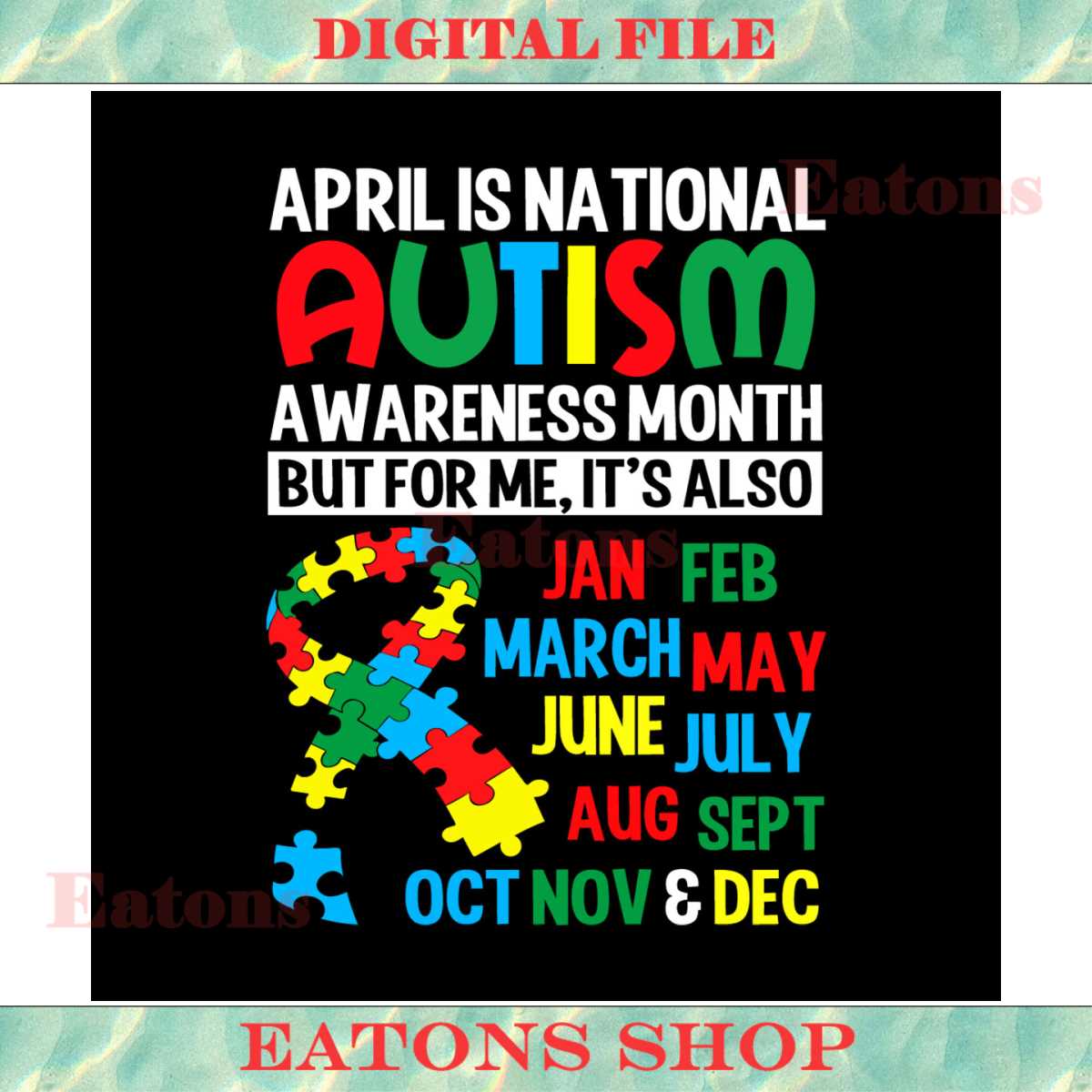 Colorful National Autism Awareness Month Puzzle PNG | Inspire Uplift