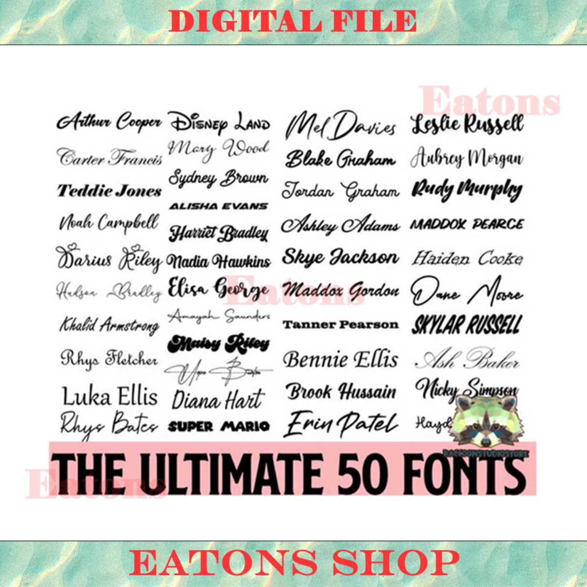 50 Fonts Bundle, Cricut, Canva Font, Script Font, Calligraph | Inspire ...