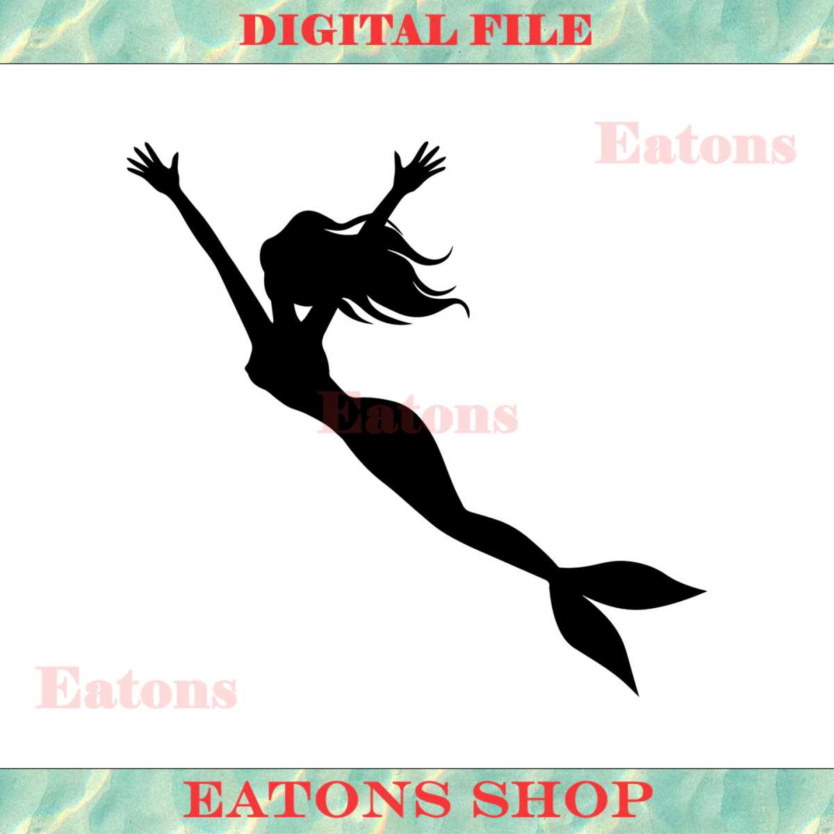 Little Mermaid Ariel Waving Hands Silhouette Vector SVG - Inspire Uplift