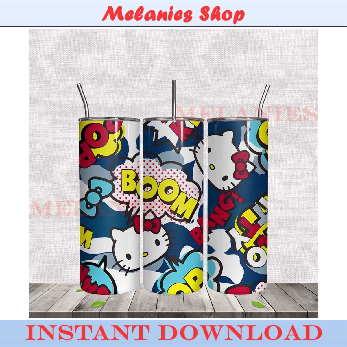 Hello Kitty Comics Boom Bang 20oz Tumbler Wrap PNG | Inspire Uplift
