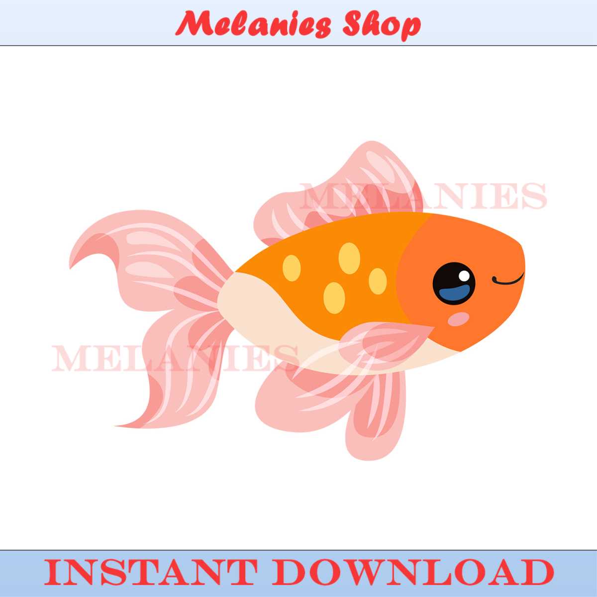 Baby Cute Ranchu Goldfish Cartoon Character SVG | Inspire Uplift