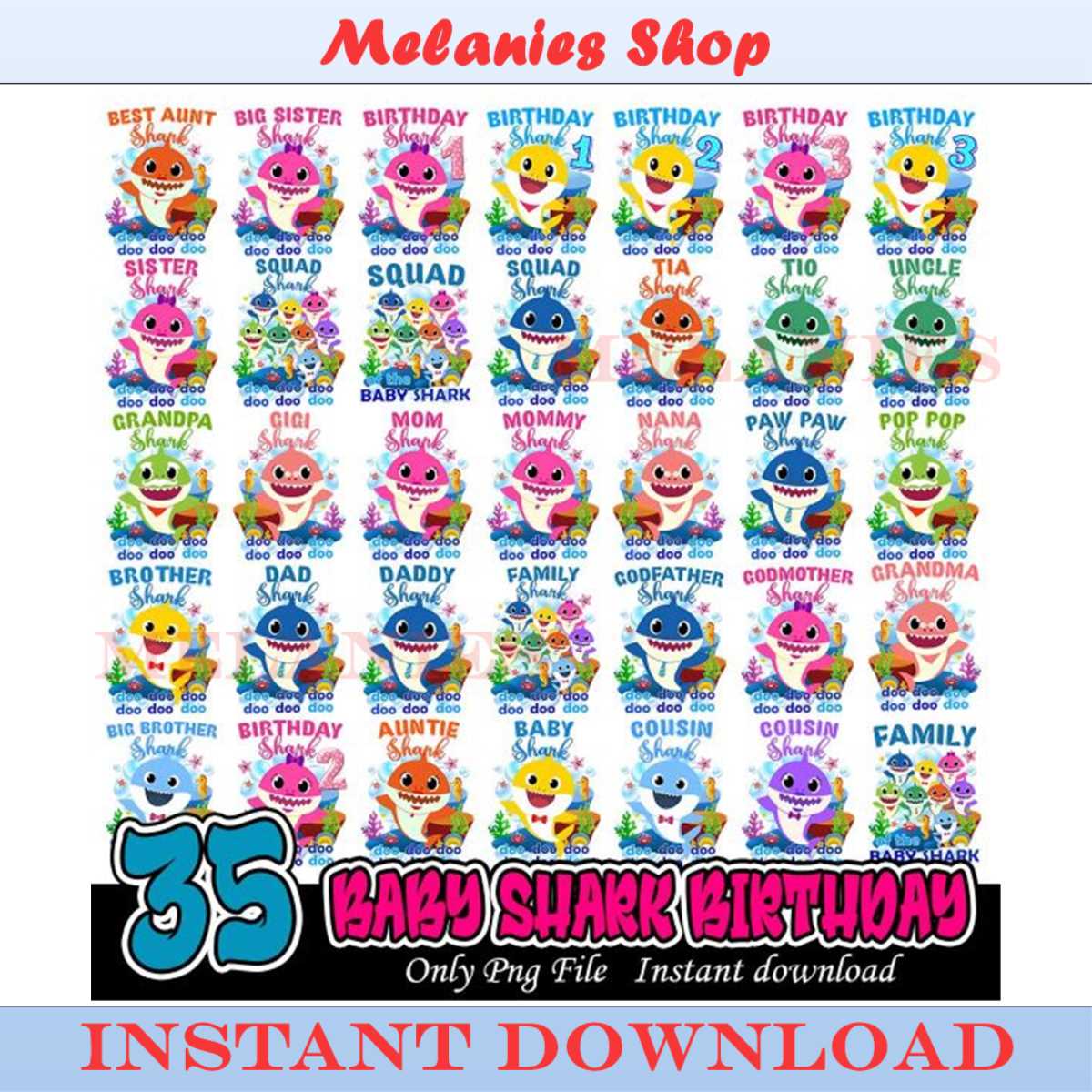 Baby Shark Bundle Png Files, Baby Shark Clipart, Baby Shark | Inspire ...