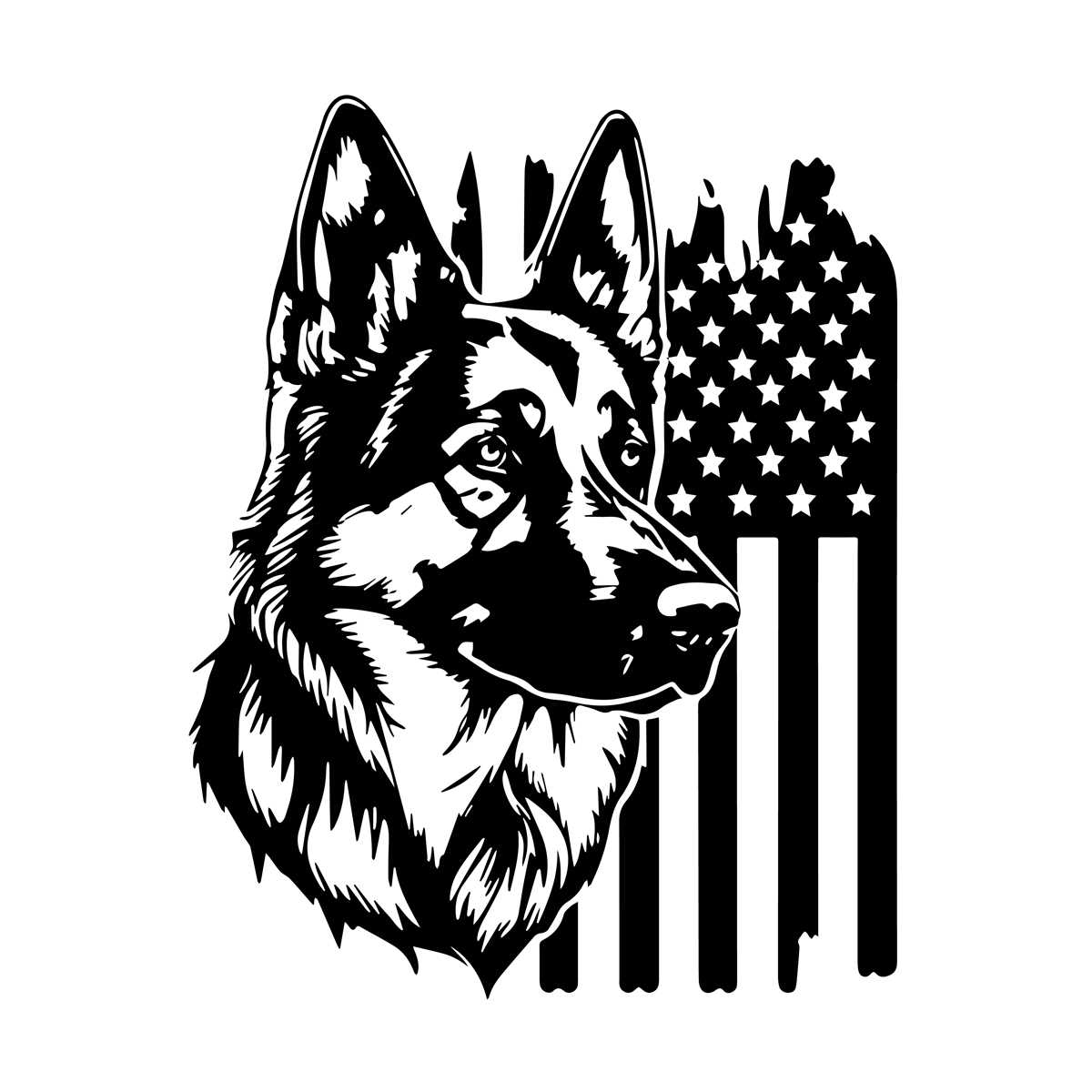 German Shepherd Svg With American Flag | Inspire Uplift