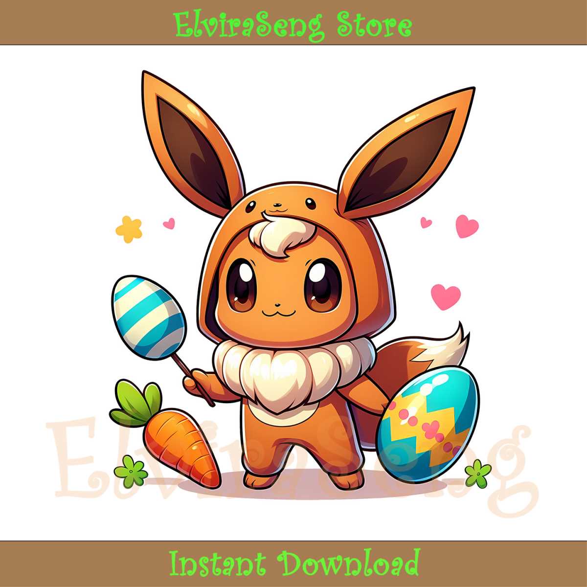 Flareon Easter Bunny Instant Digital Download | Inspire Uplift