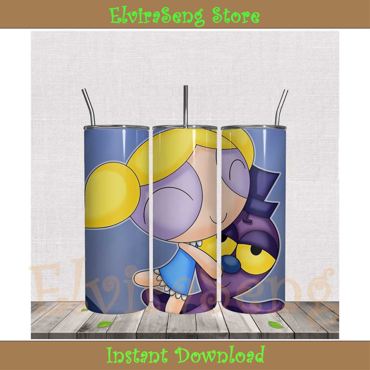Powerpuff Girls Hugging Octopus Tumbler PNG - Inspire Uplift