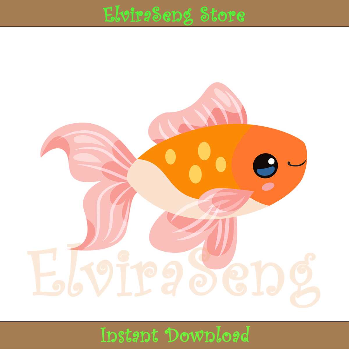 Baby Cute Ranchu Goldfish Cartoon Character SVG | Inspire Uplift