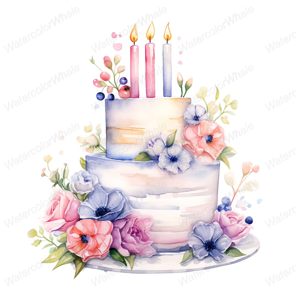 Watercolor Cute Birthday Cake Clipart Images Transparent Png - Inspire ...