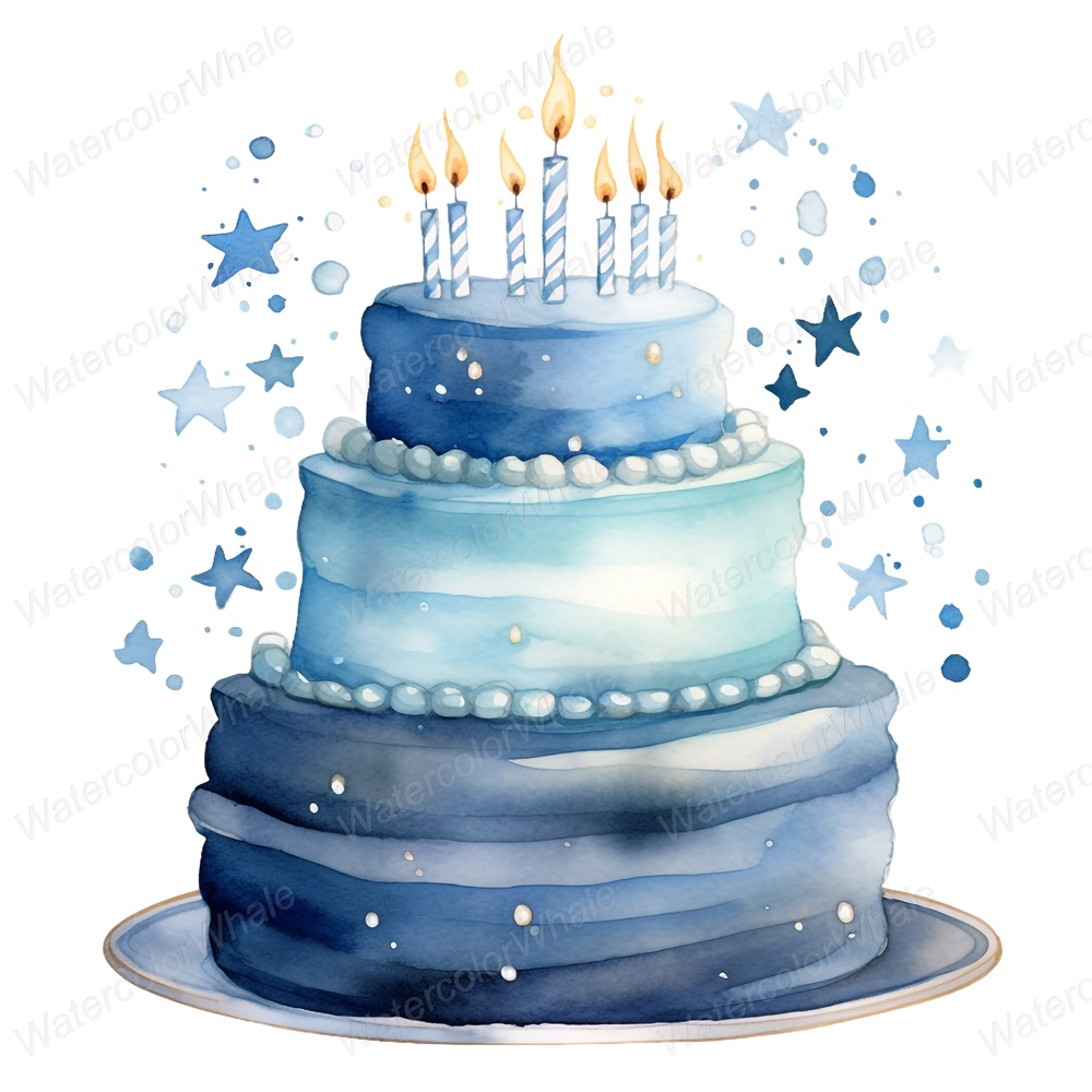 Blue Happy Birthday Cake Clipart Transparent Background Png - Inspire ...