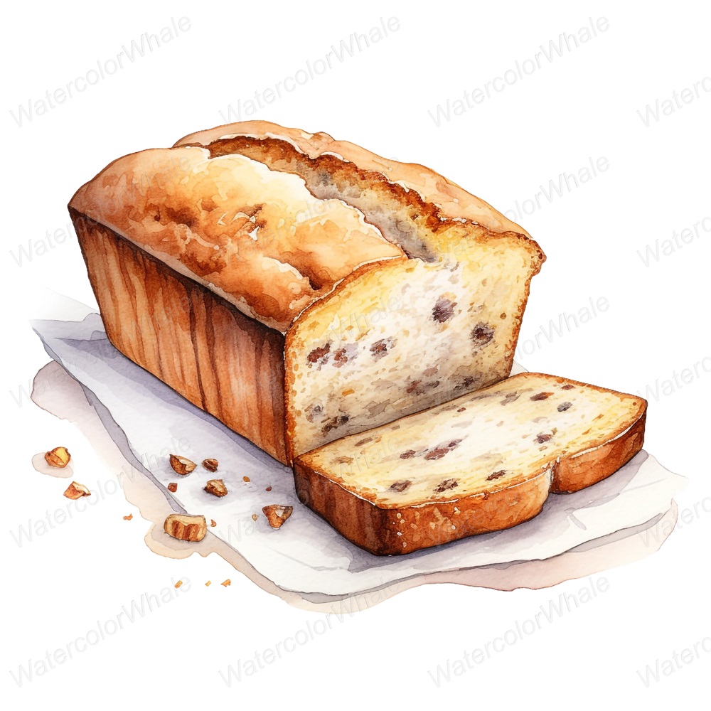 Watercolor Mom's Banana Bread Clipart Png Transparent Backgr - Inspire ...