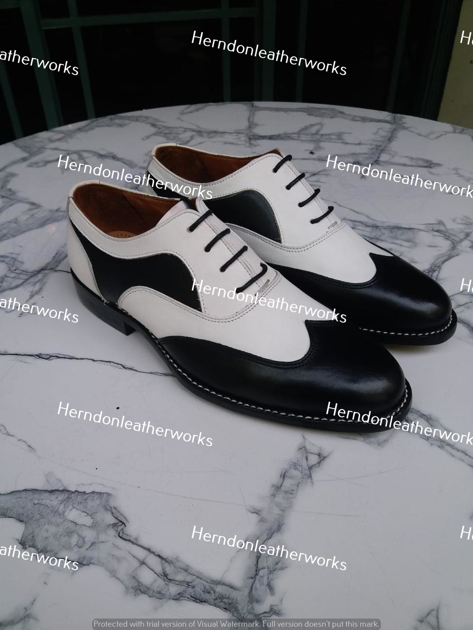New Men Handcrafted Black & White Spectator Oxfords Formal W | Inspire ...