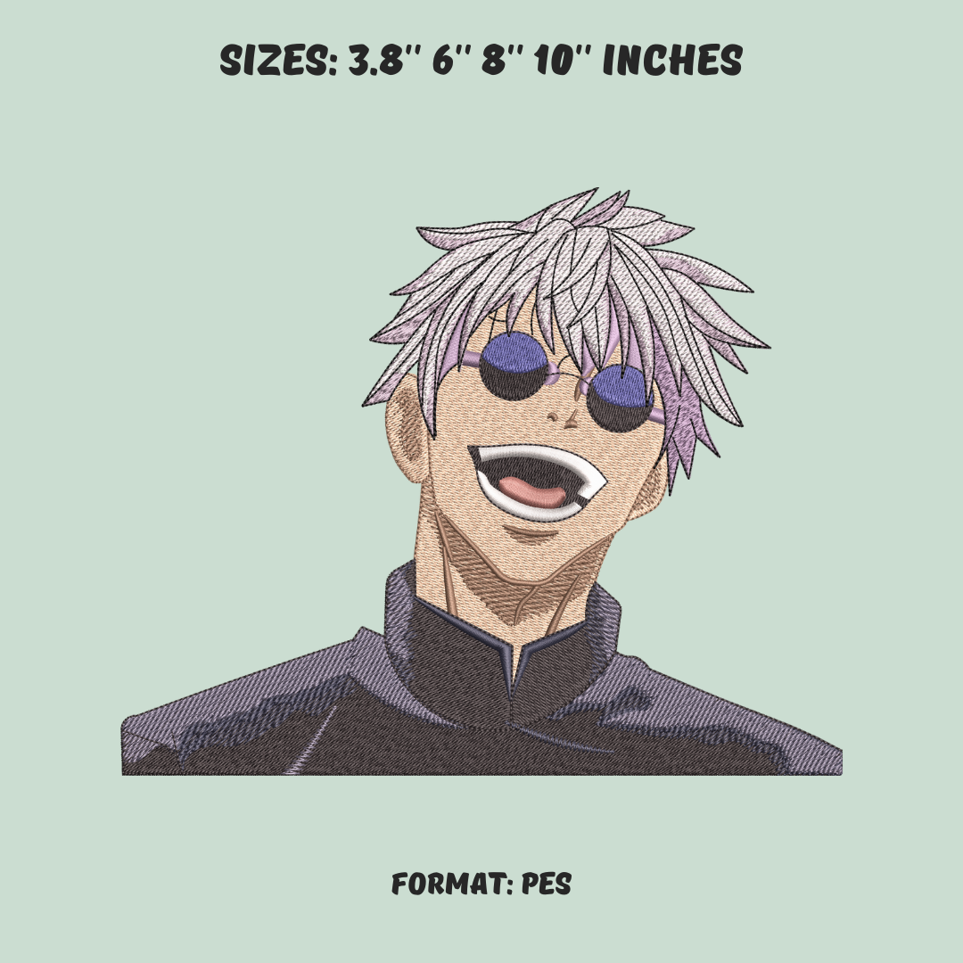 Satoru Gojo Embroidery Design file, Jujutsu Kaisen Anime - Inspire Uplift