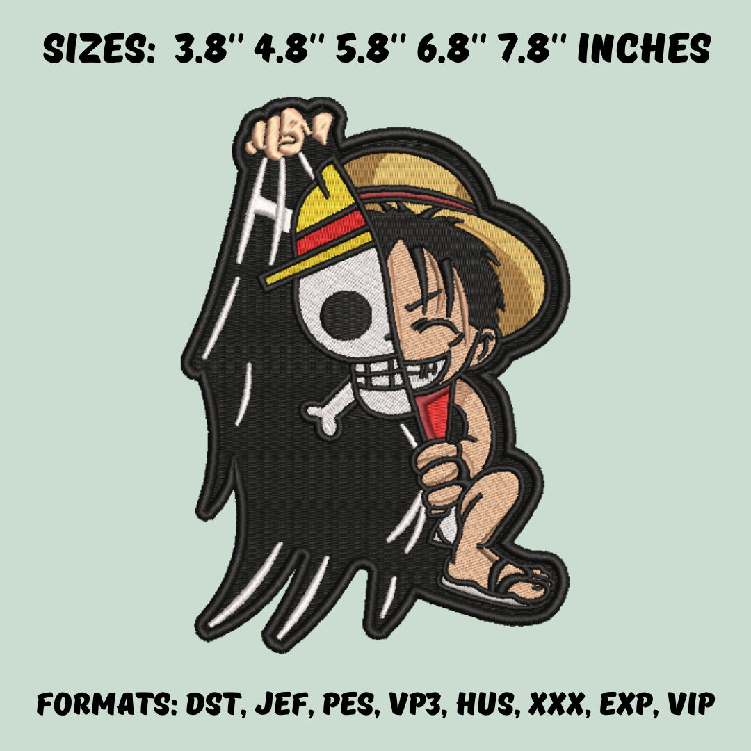 Monkey D Luffy Embroidery Design file, One Piece Anime Embro | Inspire ...