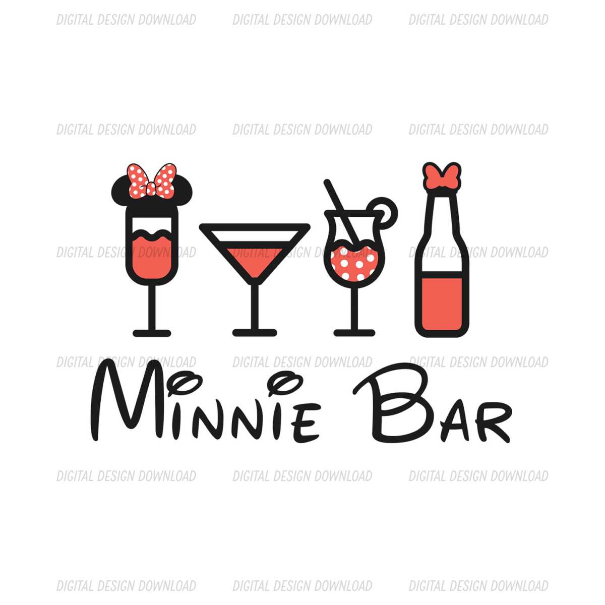 Minnie Bar Disney Drink Cocktails Clipart SVG - Inspire Uplift