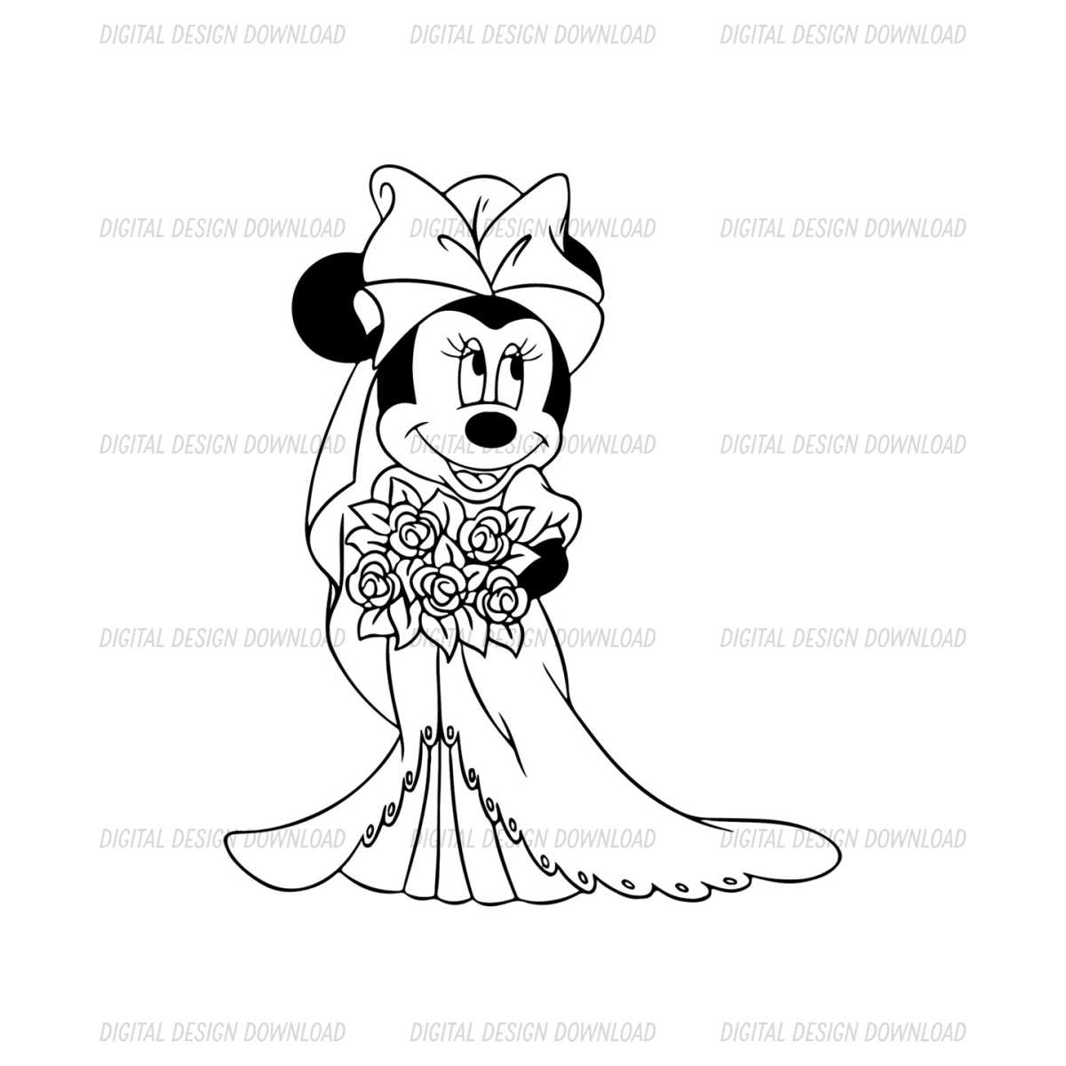 Beauty Bride Minnie Mouse Wedding Silhouette SVG - Inspire Uplift