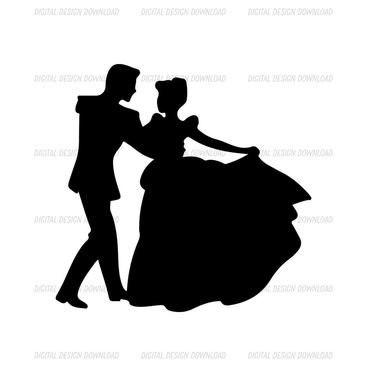Disney Prince Charming and Princess Cinderella Dancing Silho | Inspire ...