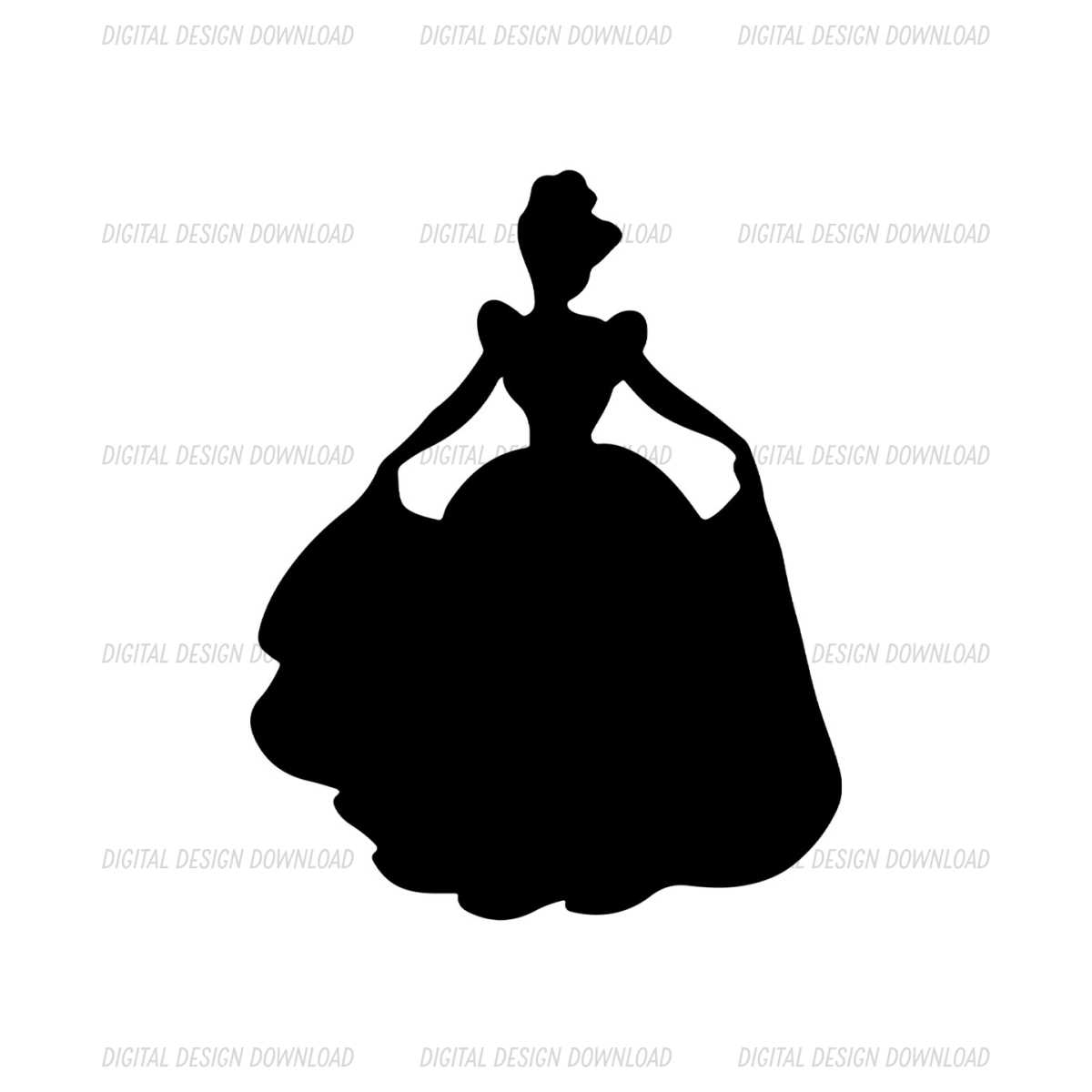 Princess Cinderella Disney Cartoon Silhouette Vector SVG | Inspire Uplift