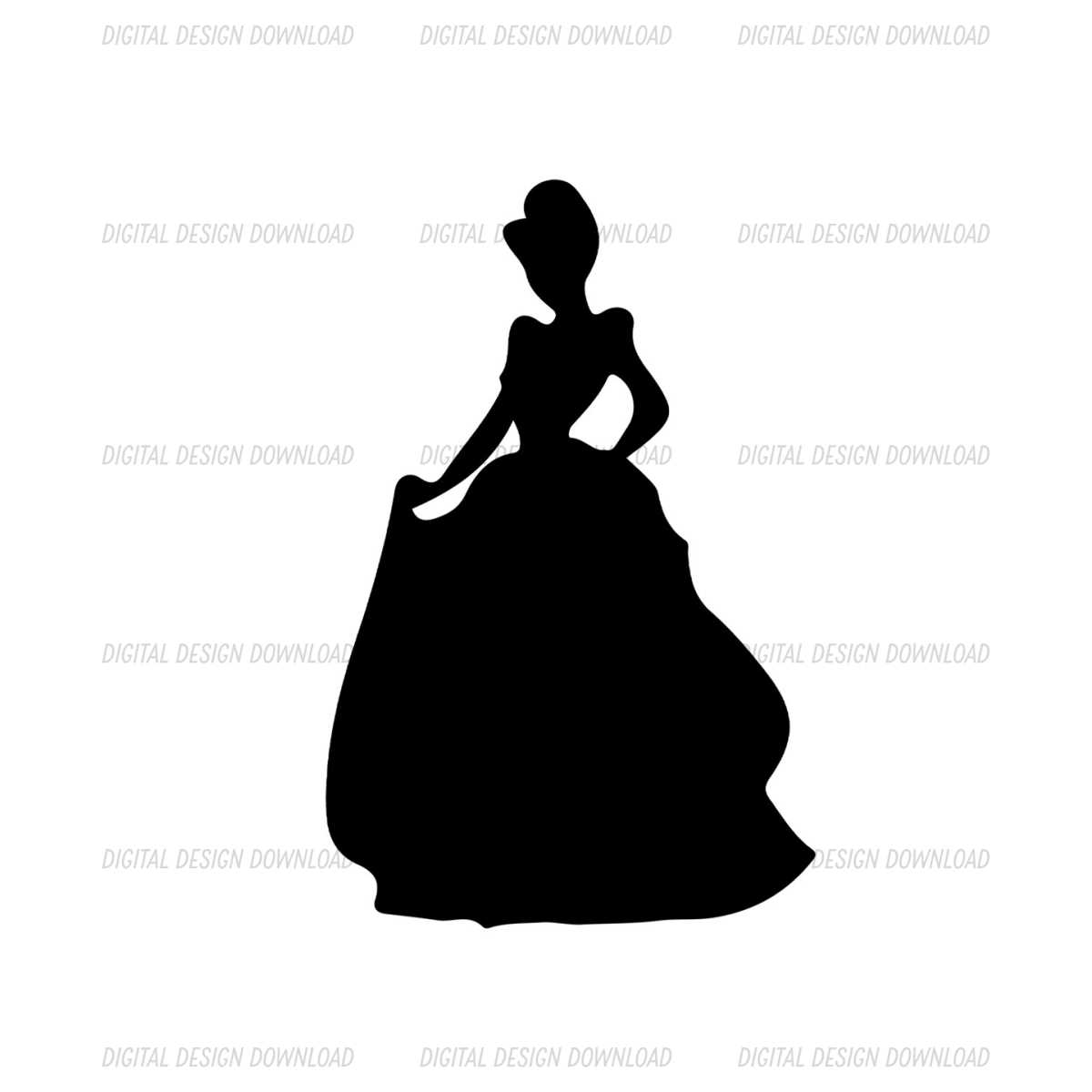 Cinderella Disney Cartoon Princess Silhouette Vector SVG | Inspire Uplift