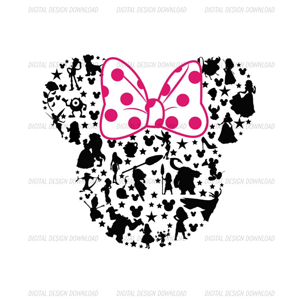 Minnie Mouse Head Monogram Walt Disney Characters SVG | Inspire Uplift