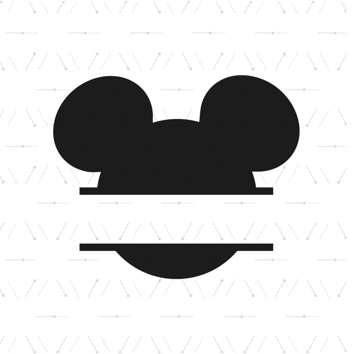 Black Split Mickey Mouse Head Cutting File SVG | Inspire Uplift