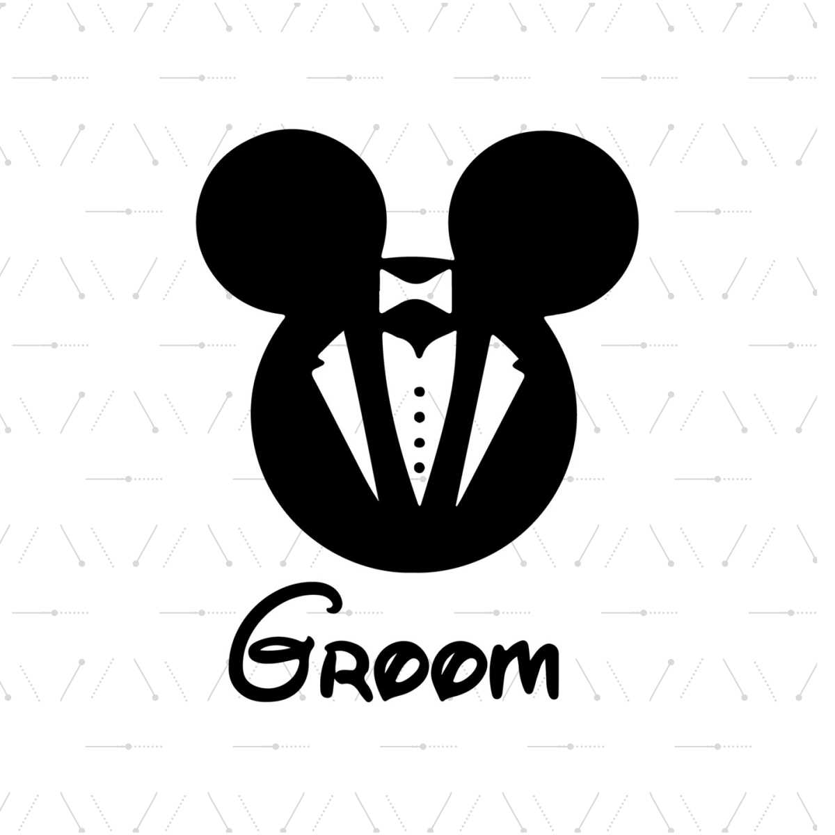 White Bow Groom Mickey Mouse Head Disney Wedding SVG | Inspire Uplift
