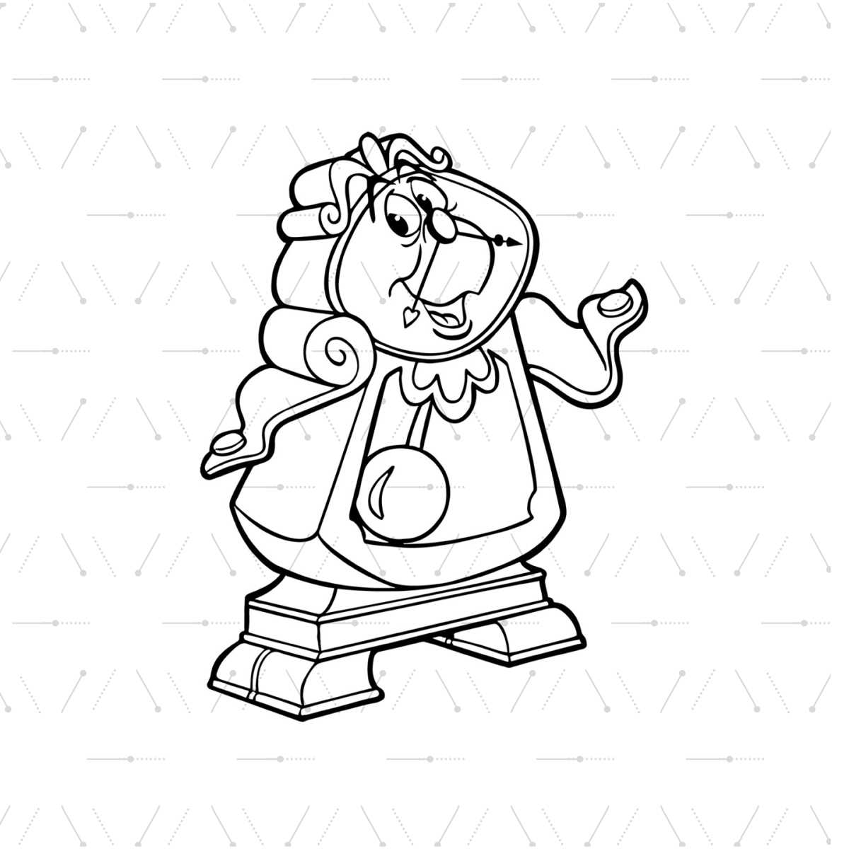 Beauty and The Beast Cogsworth Disney Character SVG | Inspire Uplift