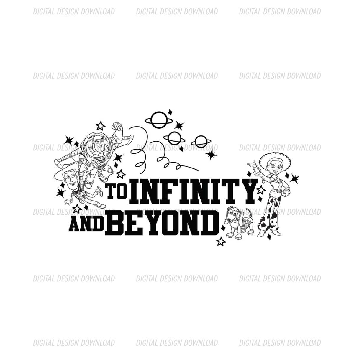 To Infinity And Beyond Coloring Toy Story Cartoon Silhouette | Inspire ...