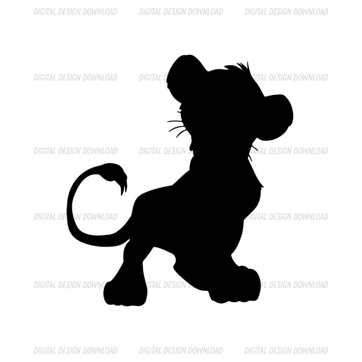 Cartoon Lion King Simba Black Silhouette Vector SVG - Inspire Uplift