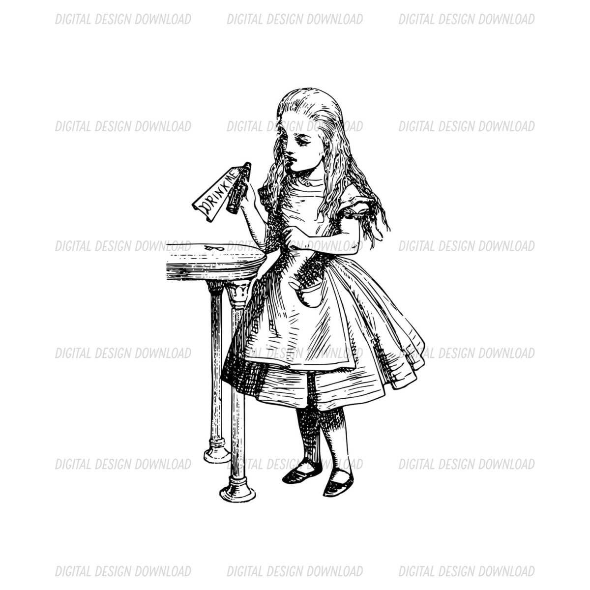 Alice Picking Up The Drink Me Bottle Adventure In Wonderland | Inspire ...