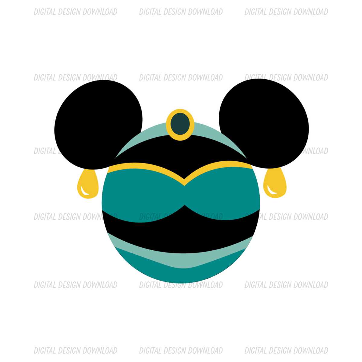 Mickey Mouse Head Princess Jasmine SVG Disney Clipart SVG | Inspire Uplift