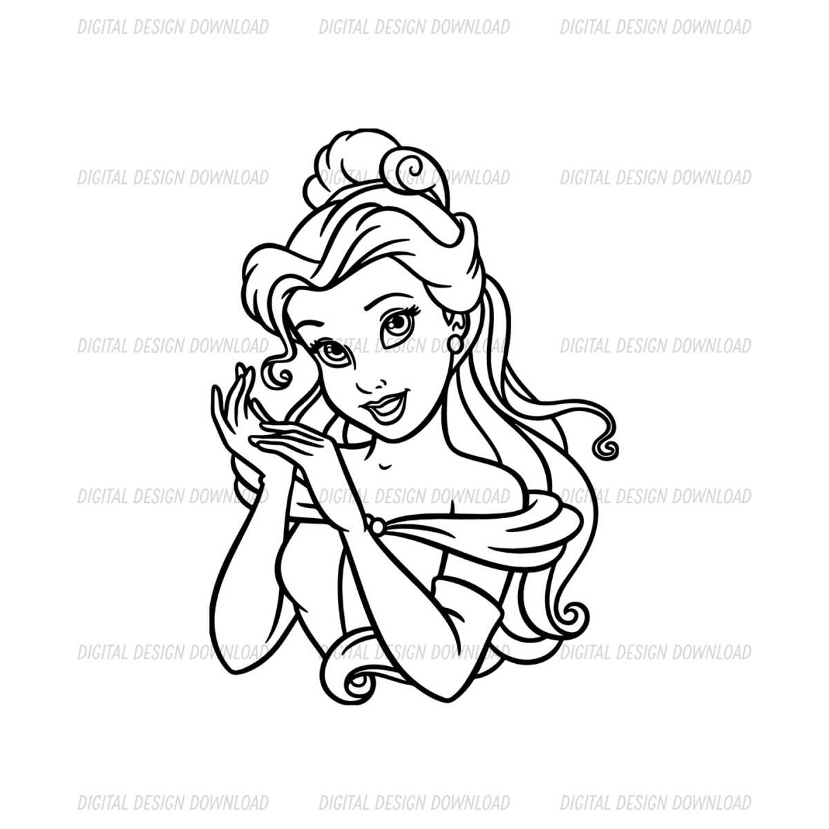 Beauty Princess Belle Face Cartoon Beauty and The Beast SVG | Inspire ...