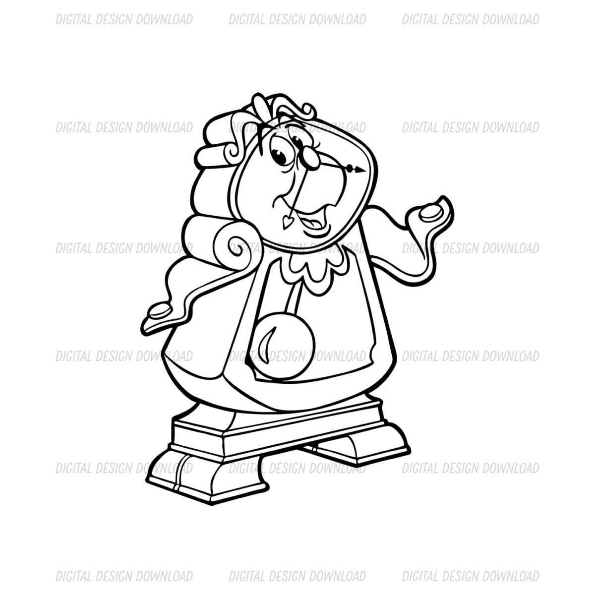 Beauty and The Beast Cogsworth Disney Character SVG | Inspire Uplift
