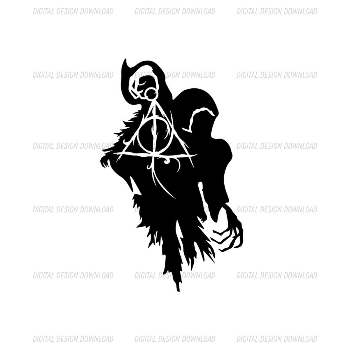 Ghost Holding The Deathly Hallows Symbol SVG Vector | Inspire Uplift