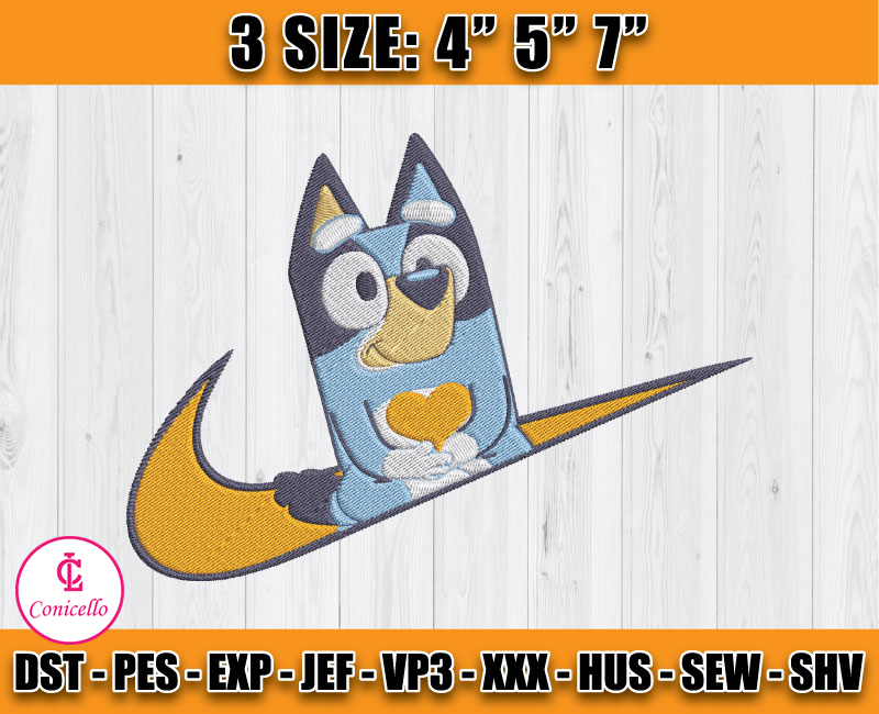 Nike x Bluey Embroidery, Embroidery Machine file, Bluey Cart | Inspire ...