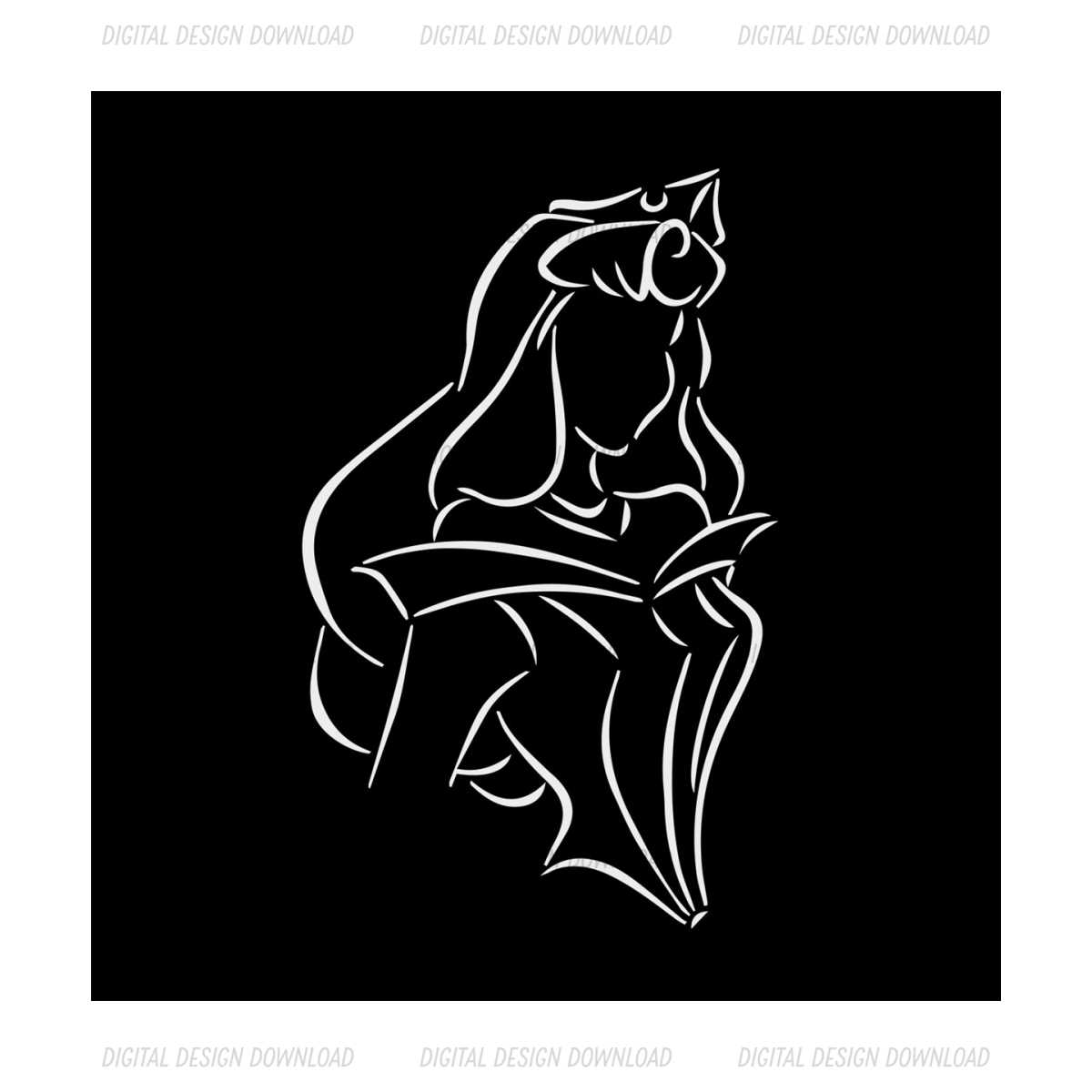 Disney Sleeping Beauty Princess Aurora White Outline SVG | Inspire Uplift