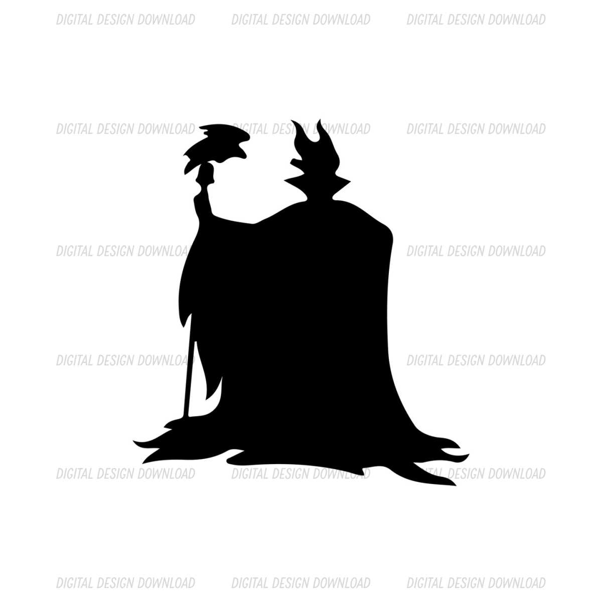 Villains Maleficent and Diaval Disney Cartoon Silhouette SVG | Inspire ...