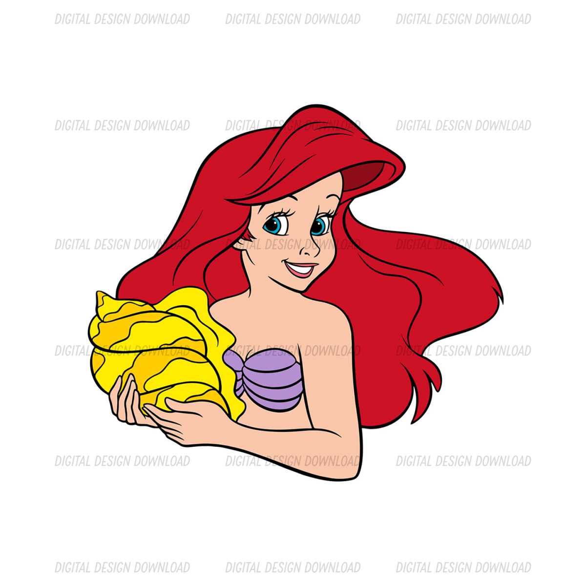 Princess Ariel Holding A Conch Shell SVG | Inspire Uplift