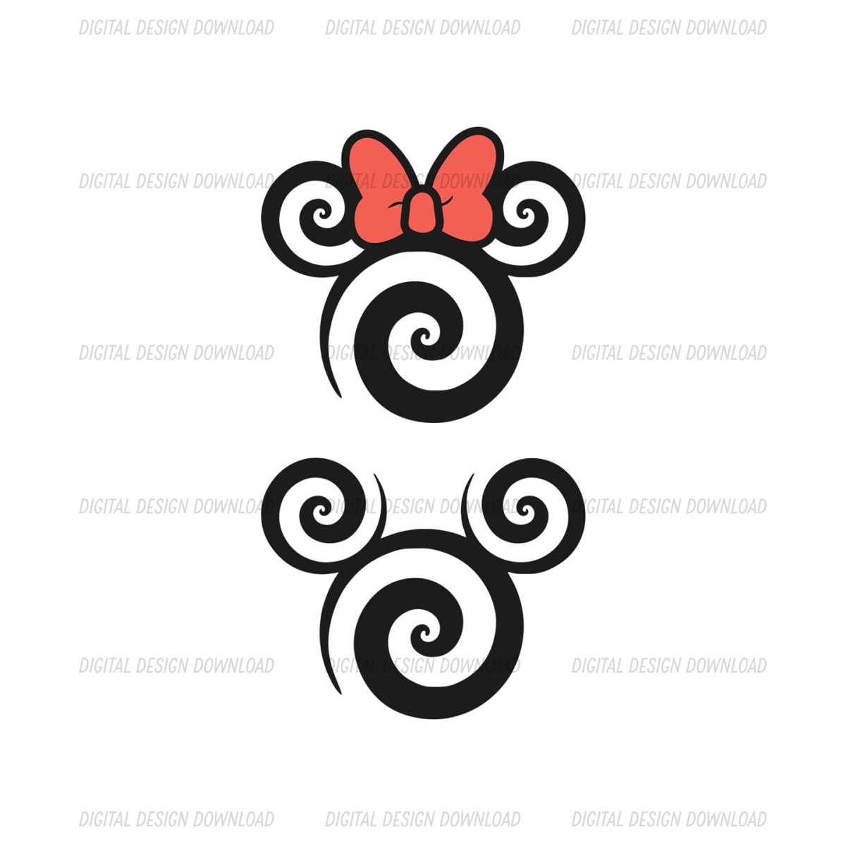 Swirls Disney Mickey Minnie Mouse Head Vector SVG | Inspire Uplift