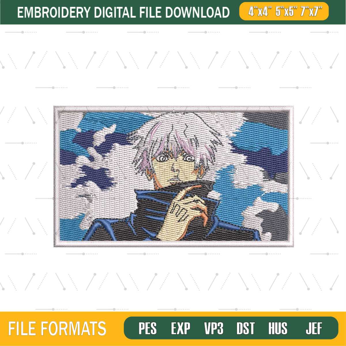 Gojo Satoru Jujutsu Kaisen Embroidery Design png | Inspire Uplift
