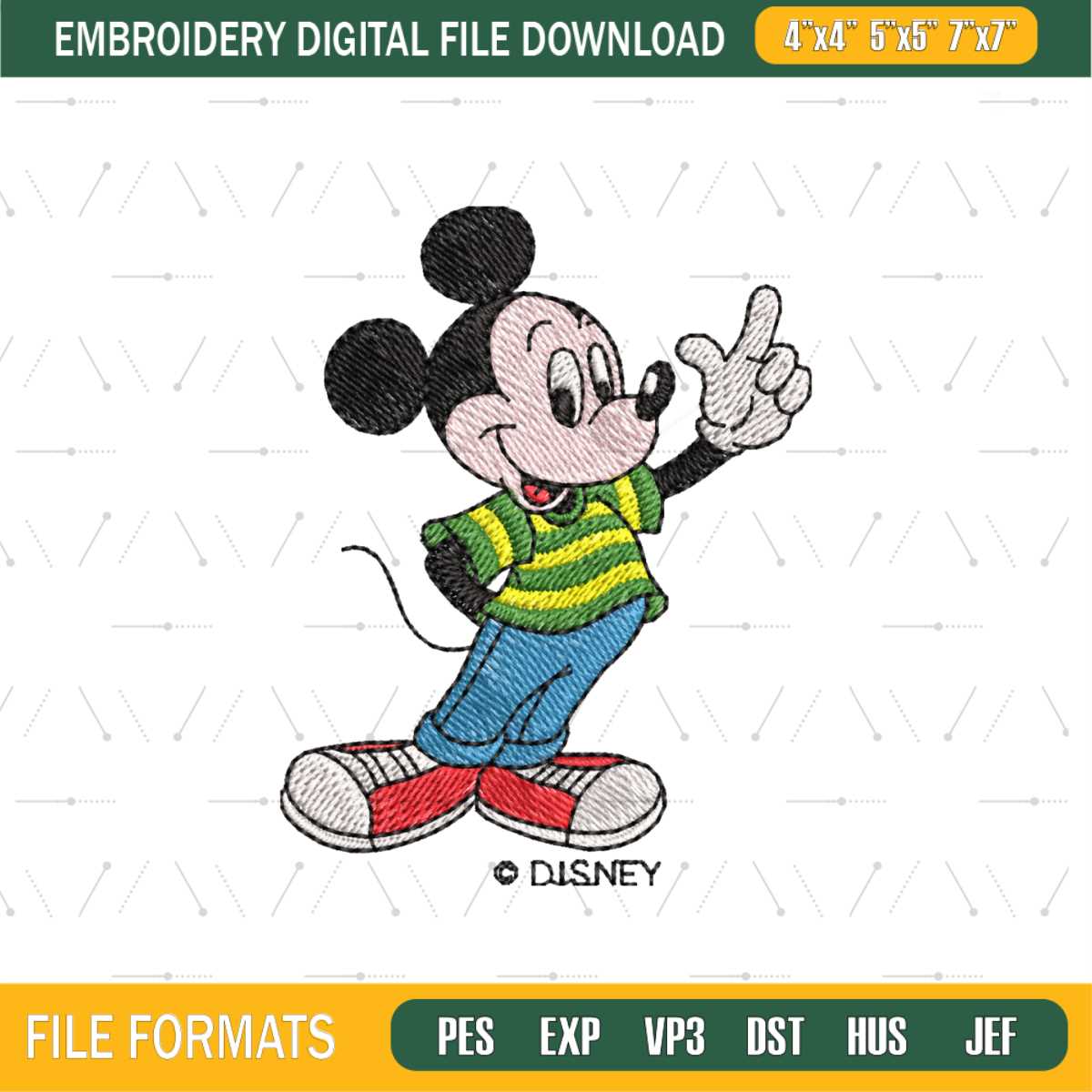 Disney Characters Mickey Mouse Embroidery Design | Inspire Uplift