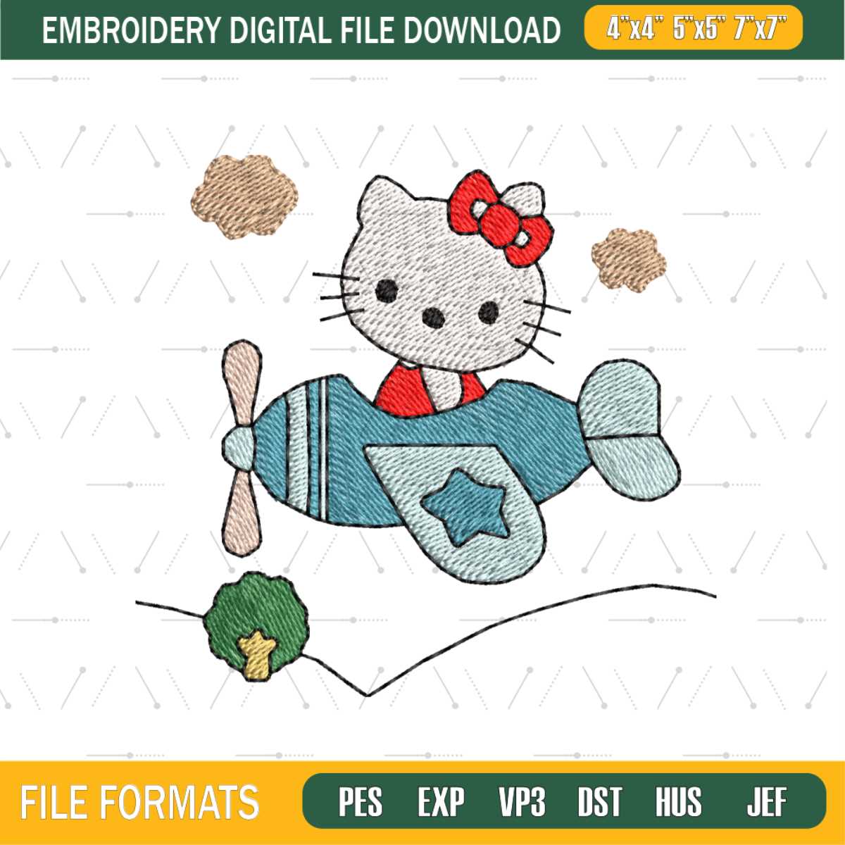 Hello Kitty Fly The Skies Embroidery png - Inspire Uplift