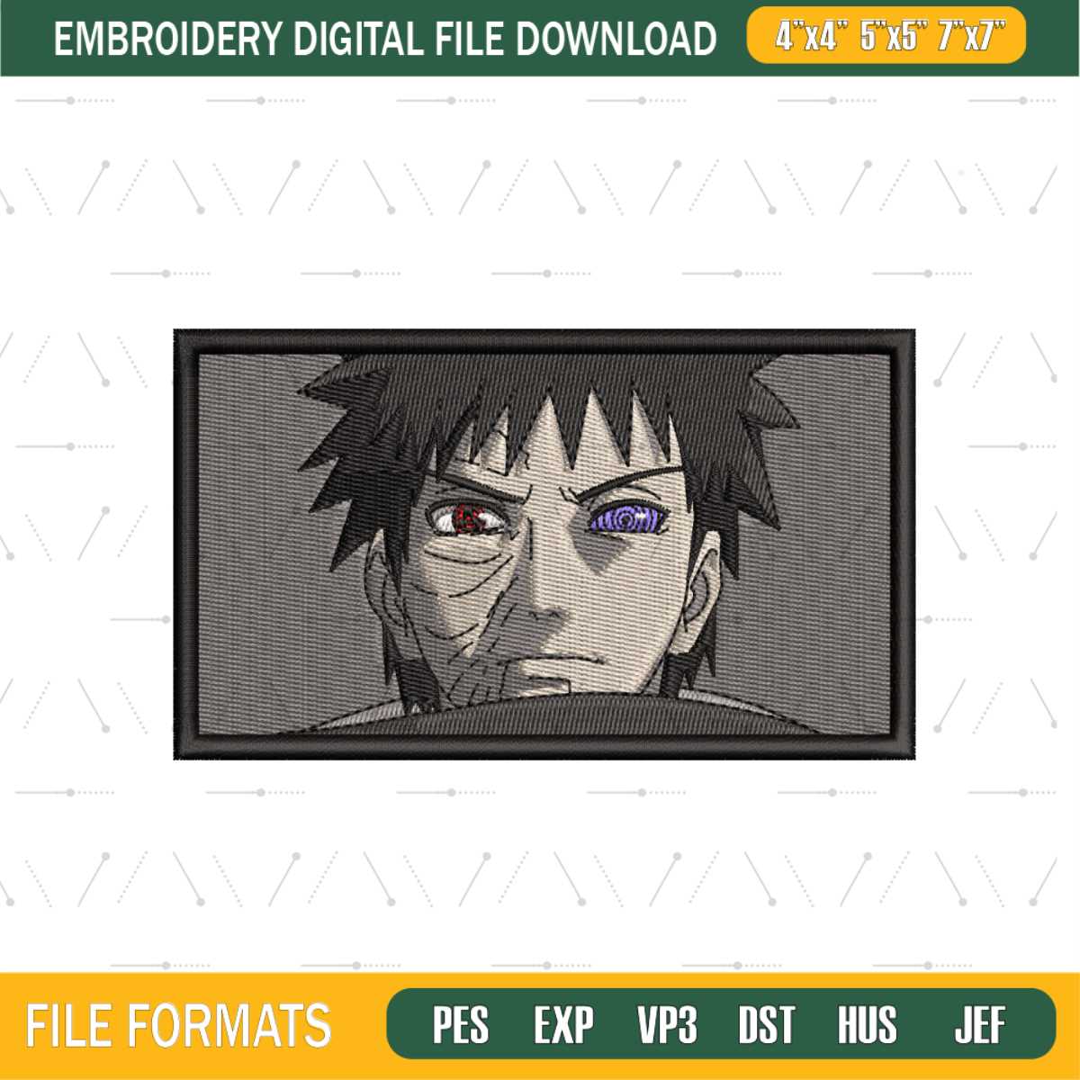 Uchiha Obito Anime Embroidery Design | Inspire Uplift