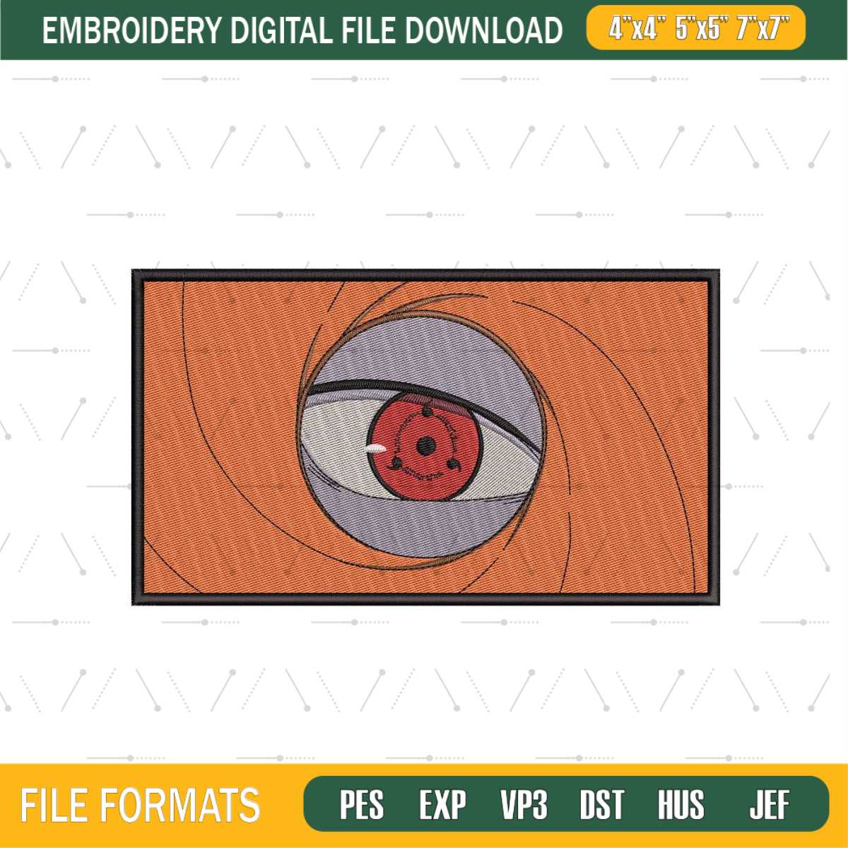 Uchiha Obito Eye Anime Embroidery File png | Inspire Uplift