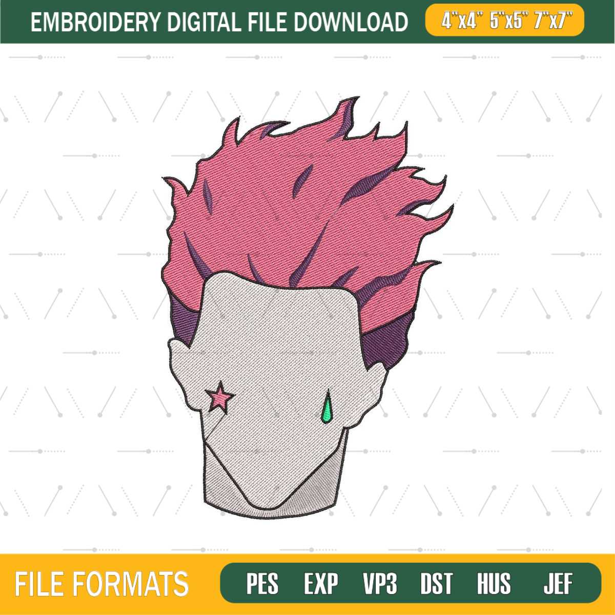 Hisoka Morow Head Anime Embroidery Design png | Inspire Uplift