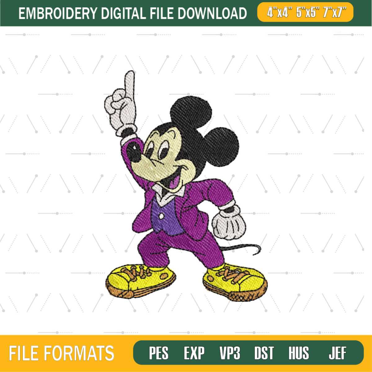 Disney Disco Mouse Mickey Embroidery File | Inspire Uplift